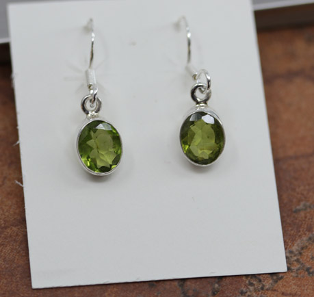 Sterling Silver Peridot Hook Earrings - NativeIndianMade.com