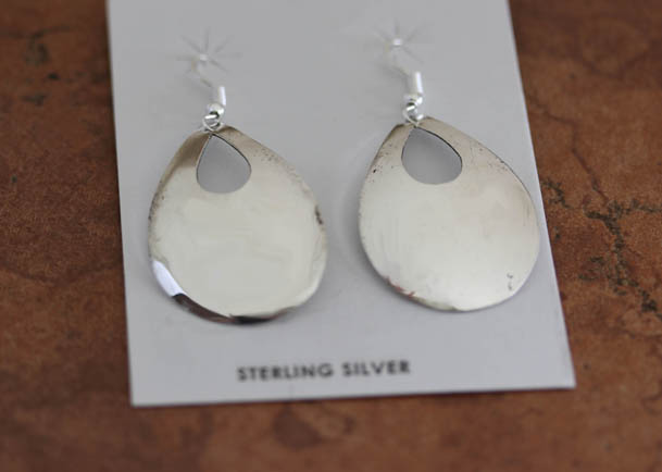 Navajo Sterling Silver Hook Earrings - NativeIndianMade.com