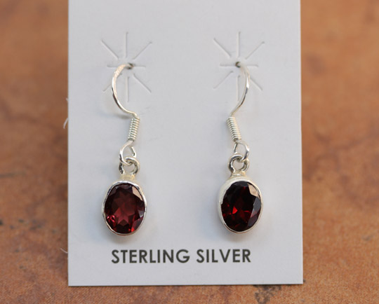 Sterling Silver Garnet Earrings - NativeIndianMade.com